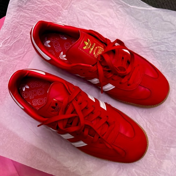adidas | Shoes | Adidas Sambas Red With White Stripes | Poshmark